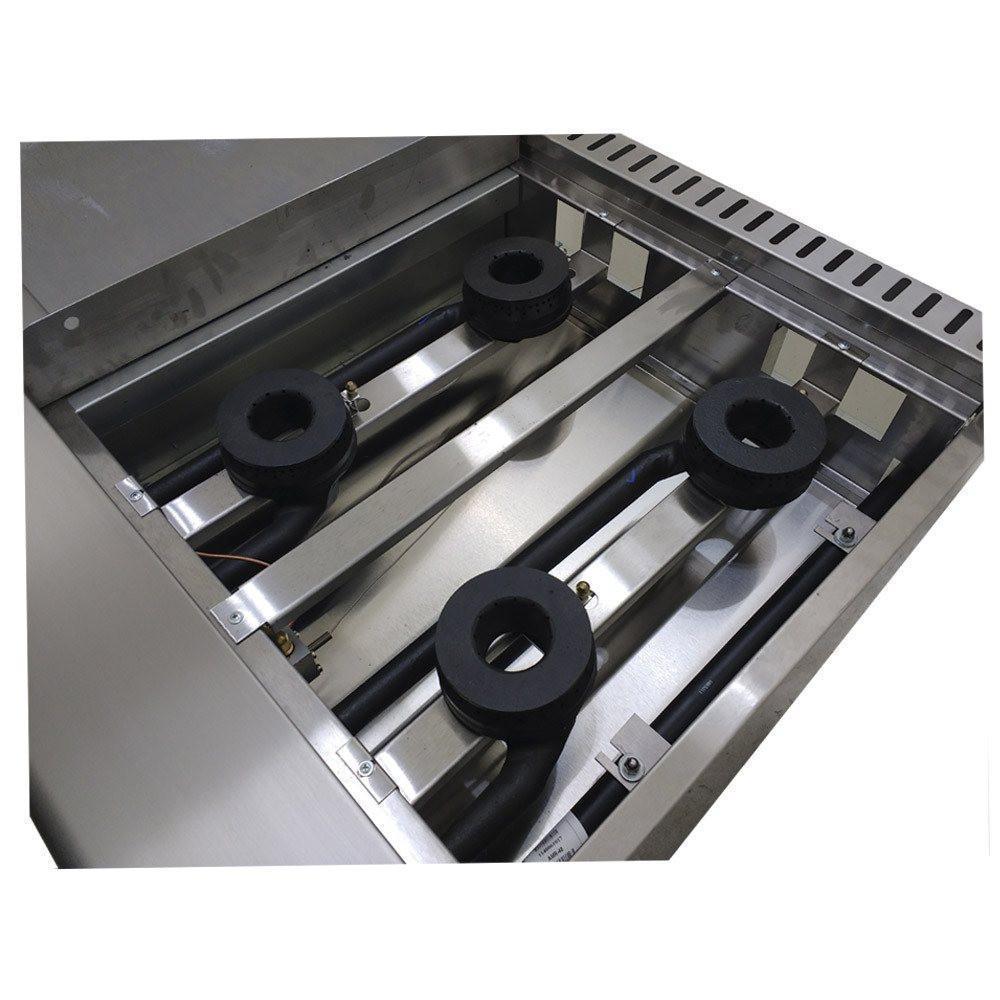 Asber AMR-48 Estufa 4 fuegos Abiertos + Plancha 24" + Horno + Gratinad ...