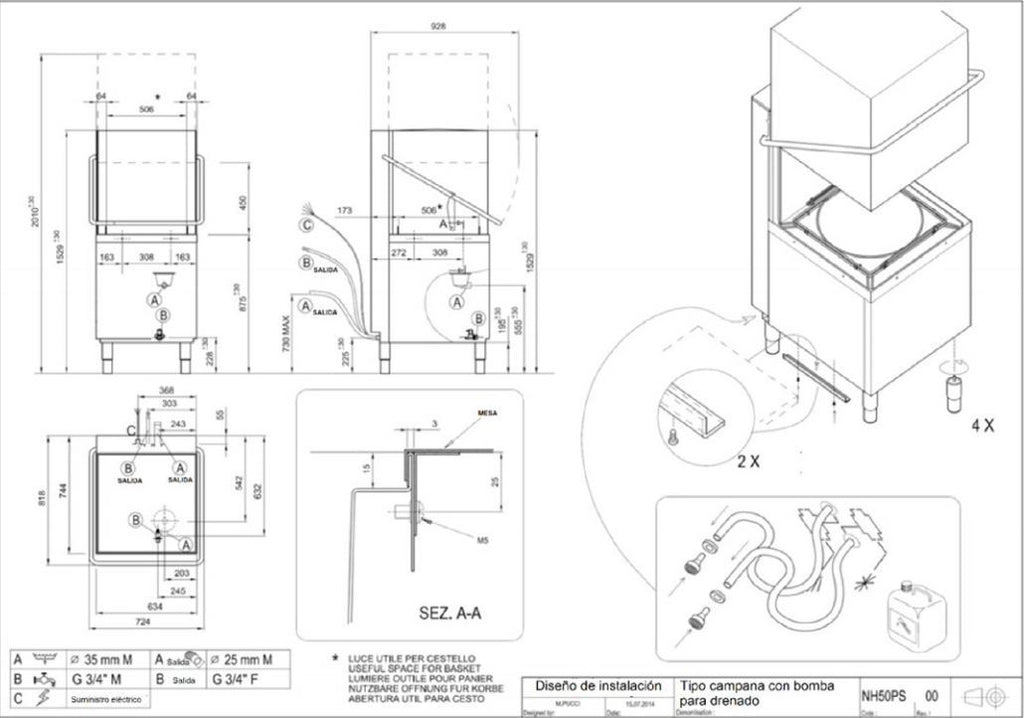 Ecomax / hobart e800-2dp lava loza electrica 500, 600 a 1,200 platos/h ...