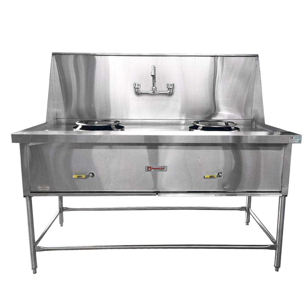 INMEZA W-2 Estufa wok 2 quemadores alta presión 160x90x90